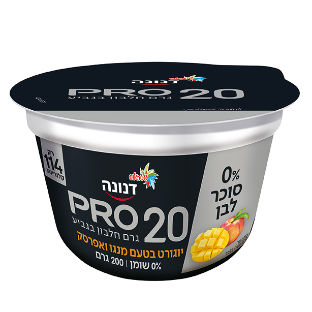 דנונה PRO יוגורט בטעם מנגו ואפרסק ללא סוכר 20 גר׳ חלבון 0% שומן - דנונה ...